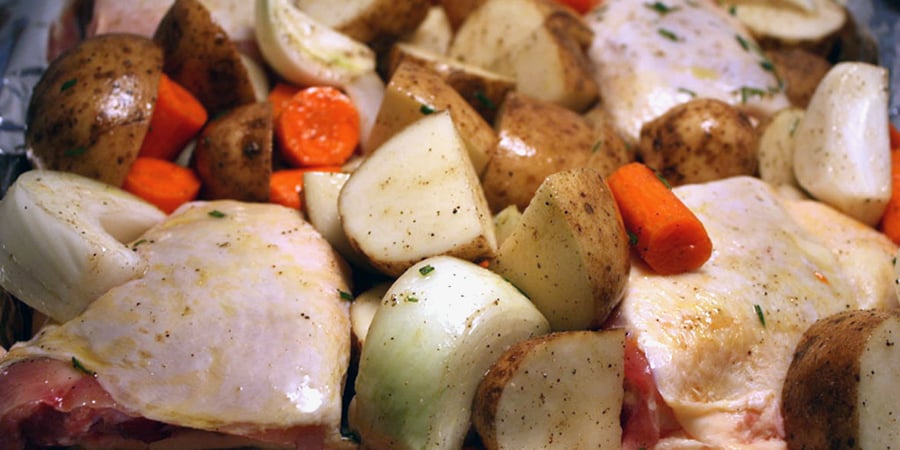 One Pan Roasted Chicken And Vegetables