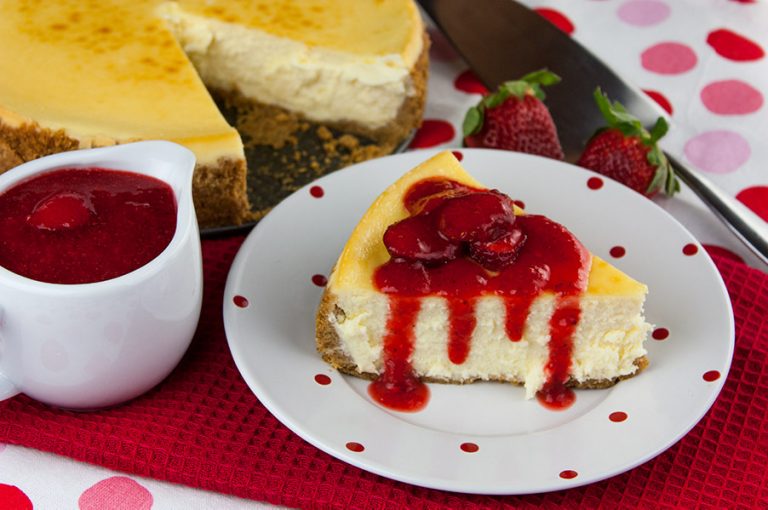 Smooth Creamy Cheesecake (strawberry topping) - Don't Sweat The Recipe