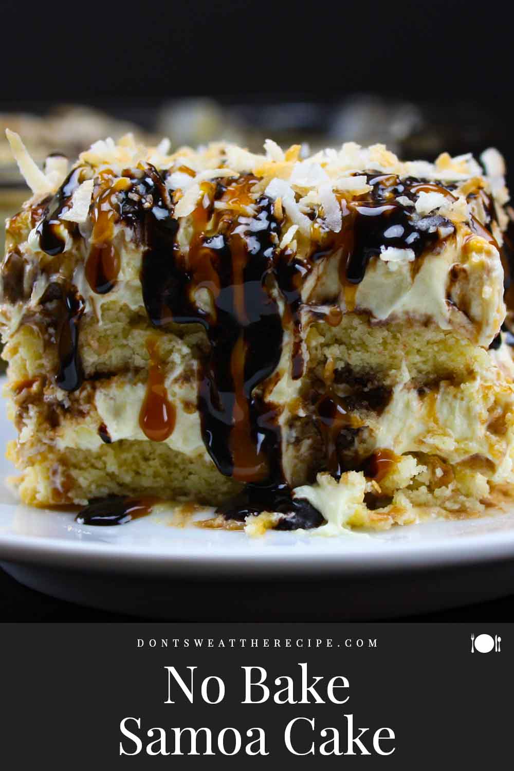 No Bake Samoa Cake (icebox cake) - Don't Sweat The Recipe