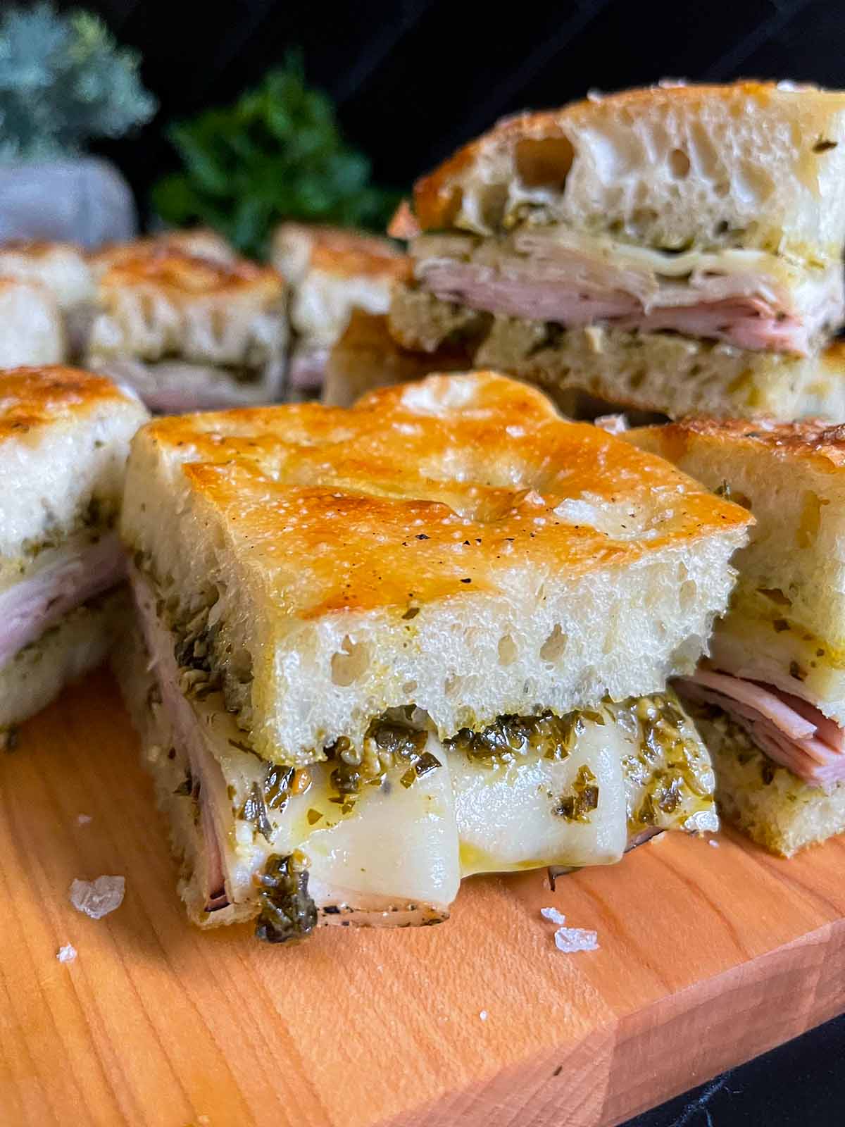 Pesto Focaccia Sandwich (With Ham, Turkey, And Provolone) - Don't Sweat ...