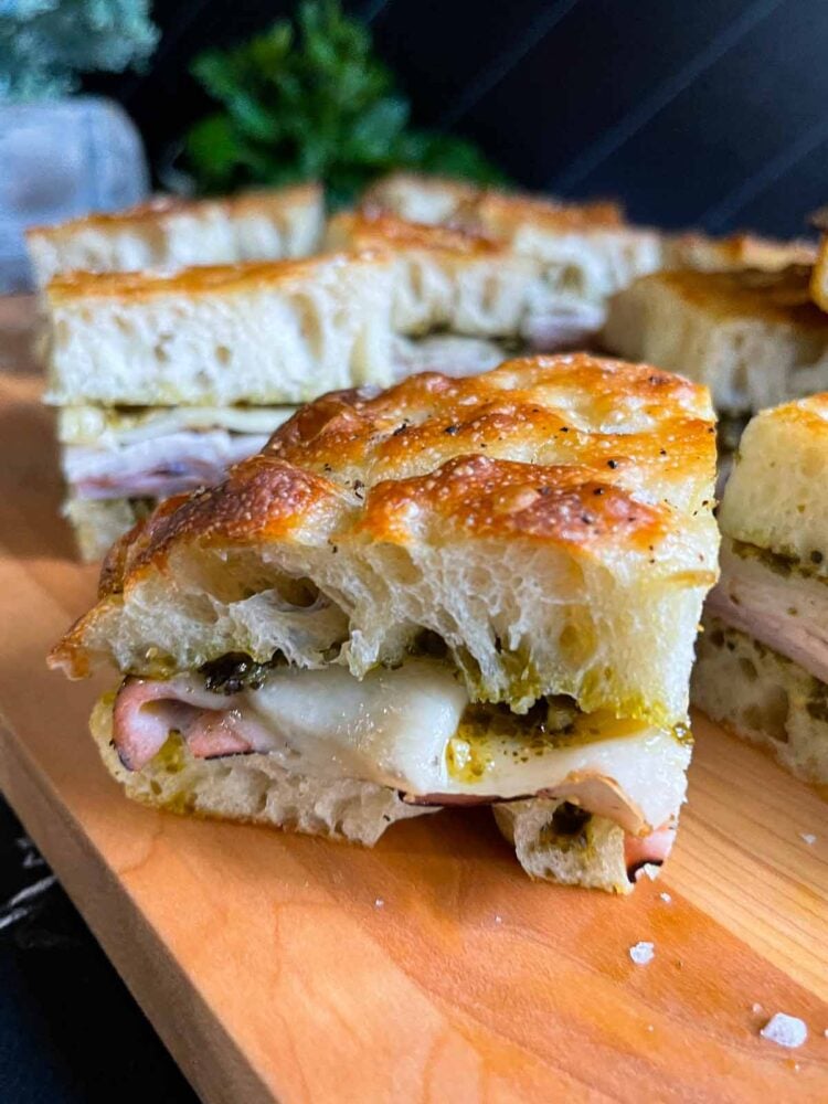 Pesto Focaccia Sandwich (With Ham, Turkey, And Provolone) - Don't Sweat ...