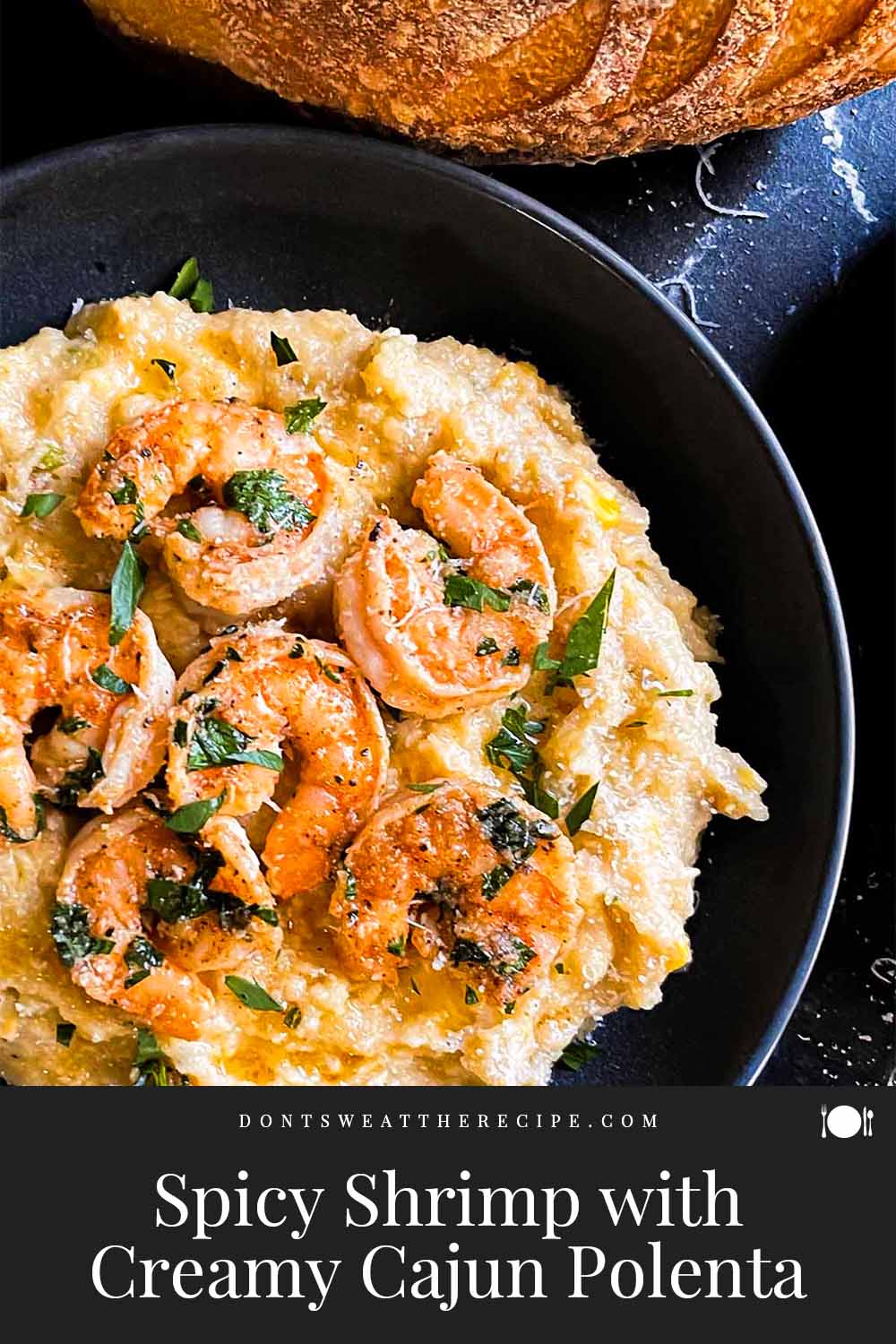 Spicy Shrimp with Creamy Cajun Polenta - Don't Sweat The Recipe