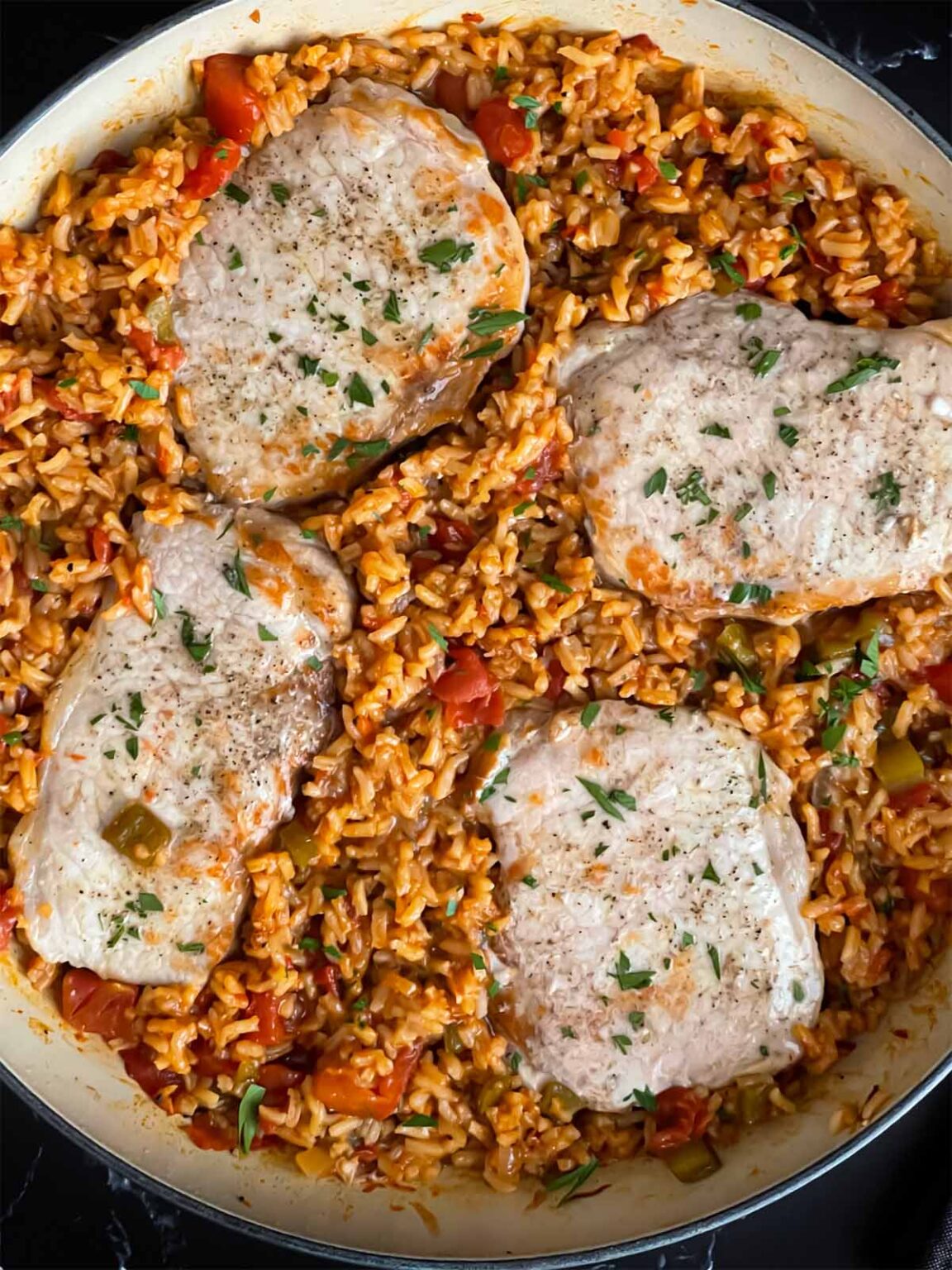 Spanish Pork Chops and Rice - Don't Sweat The Recipe